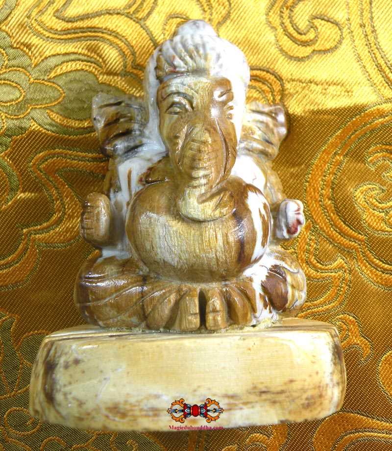 Statuette de Ganesh en bois fossile| La Magie du Bouddha.